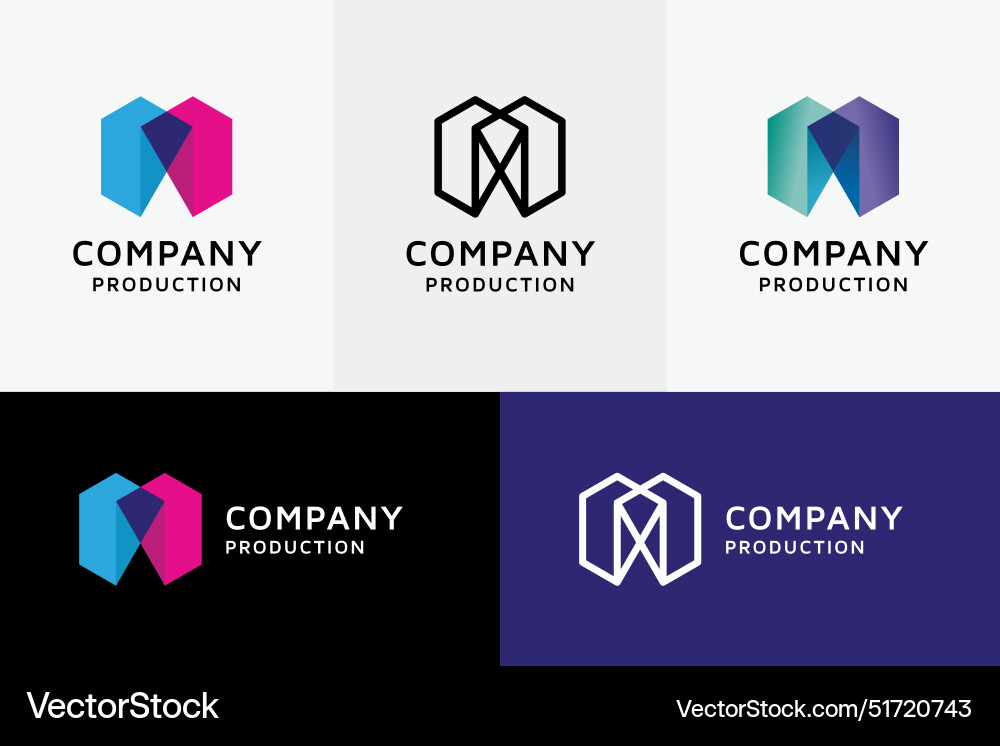 Mountain production letter m logo Royalty Free Vector Image