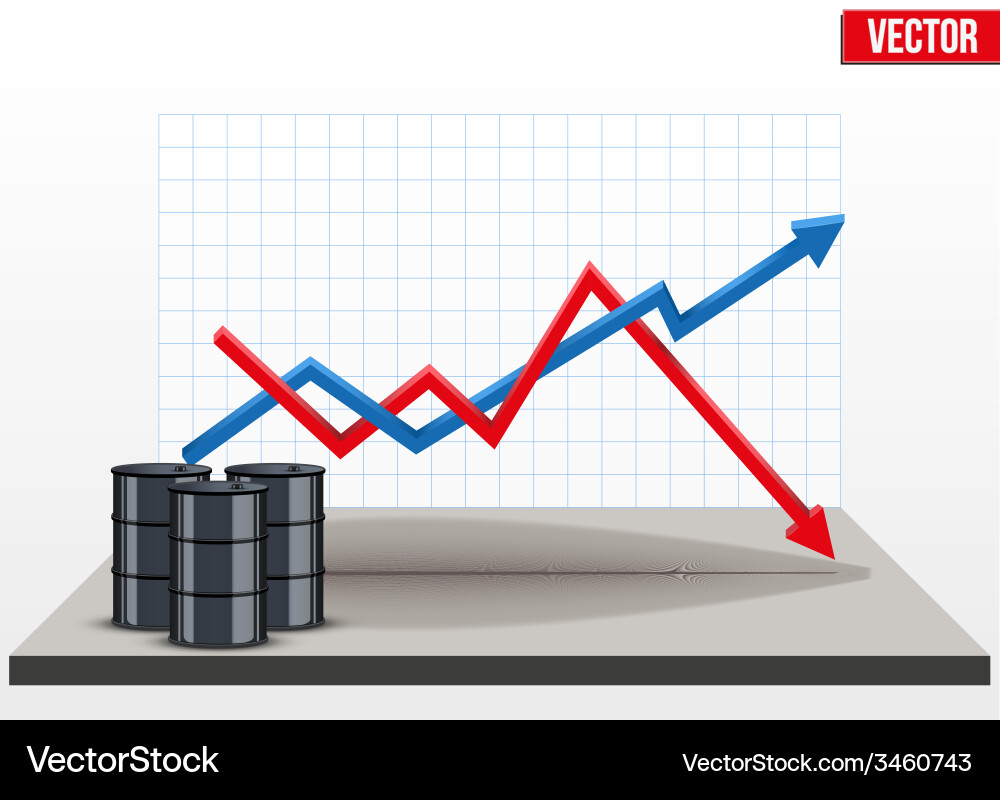 Oil Price Chart with Barrels Royalty Free Vector Image