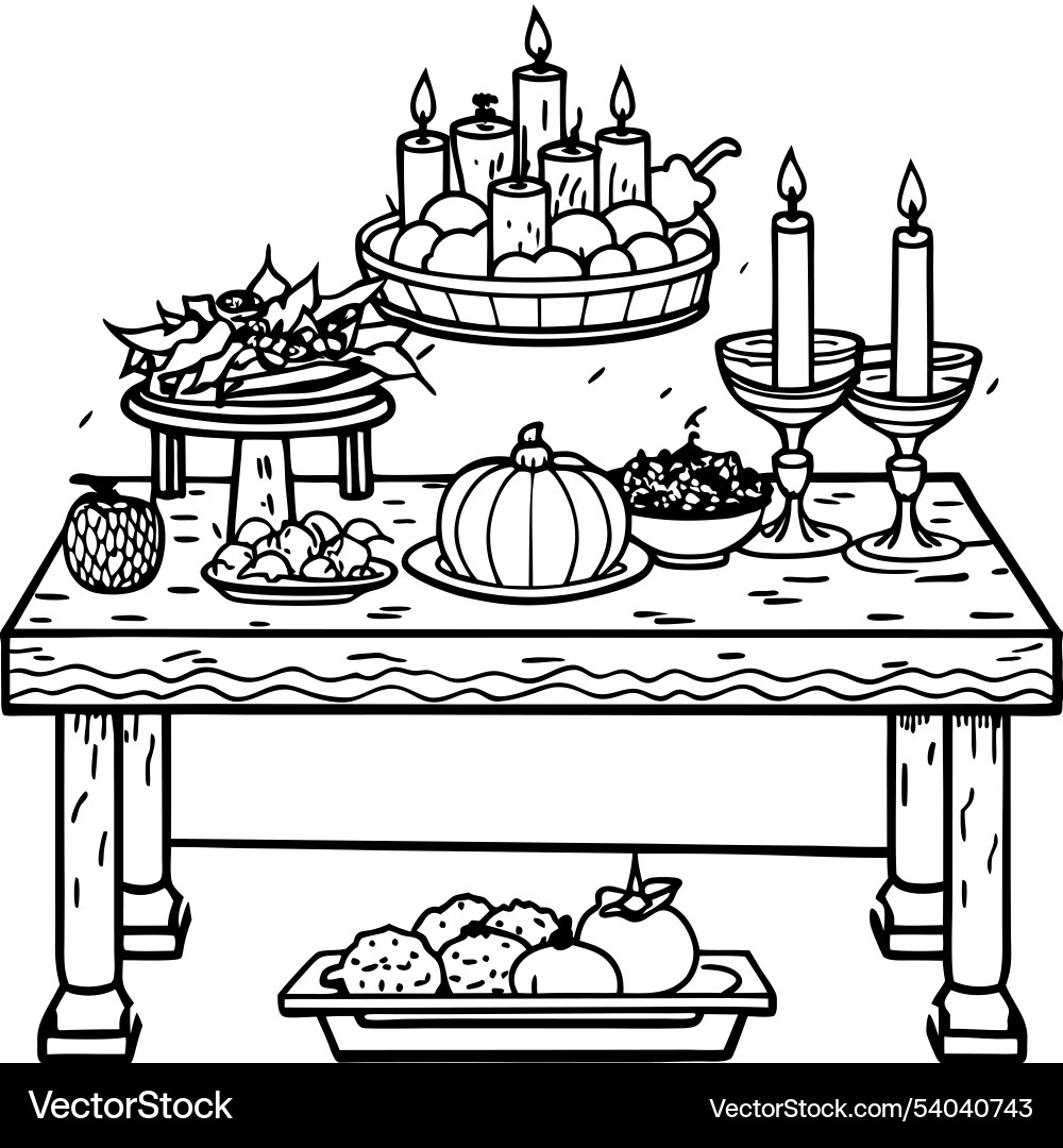 Thanksgiving or christmas feast rustic table Vector Image