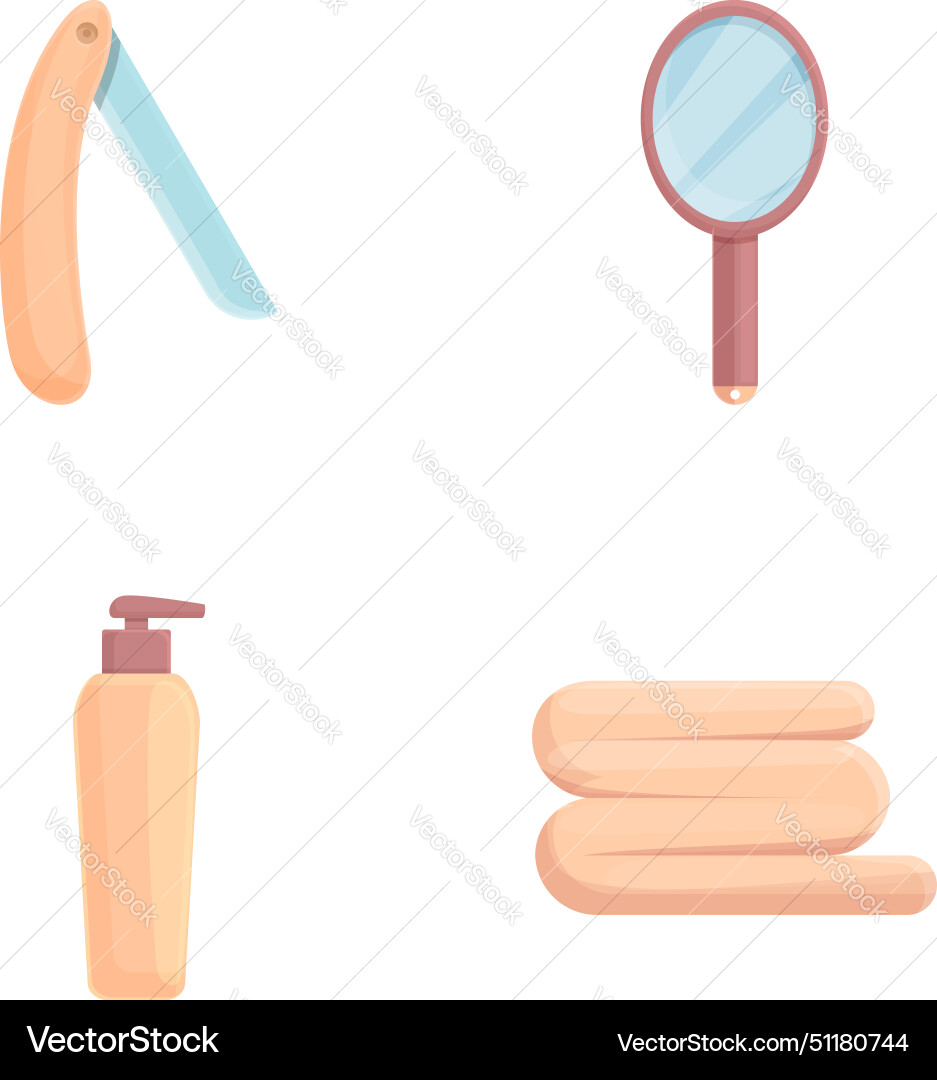 Beauty tool icons set cartoon various Royalty Free Vector