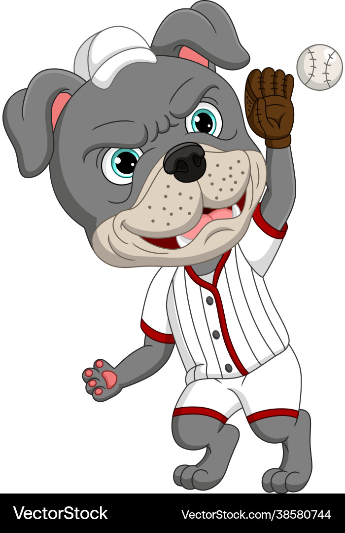Cartoon bulldog playing a baseball Royalty Free Vector Image