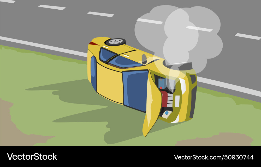 Cartoon or of damage car Royalty Free Vector Image