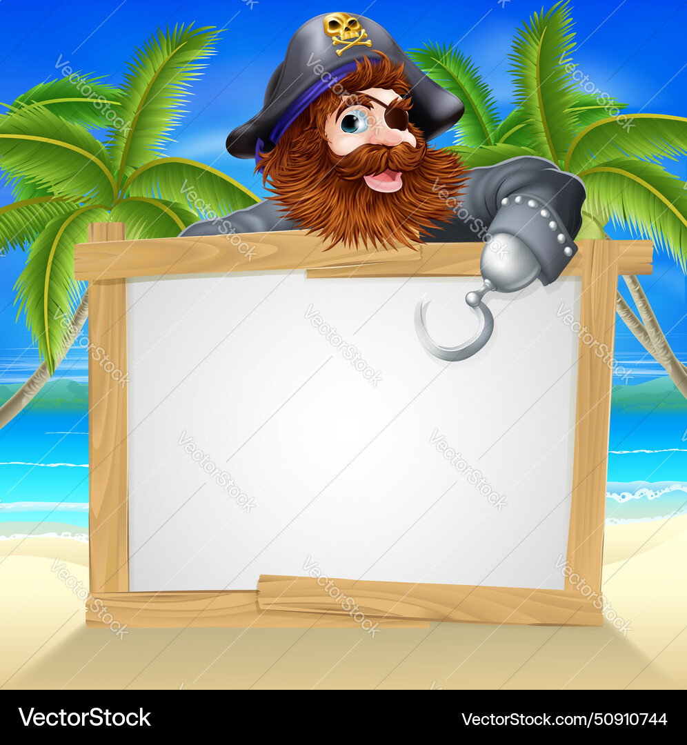 Cartoon pirate beach sign Royalty Free Vector Image