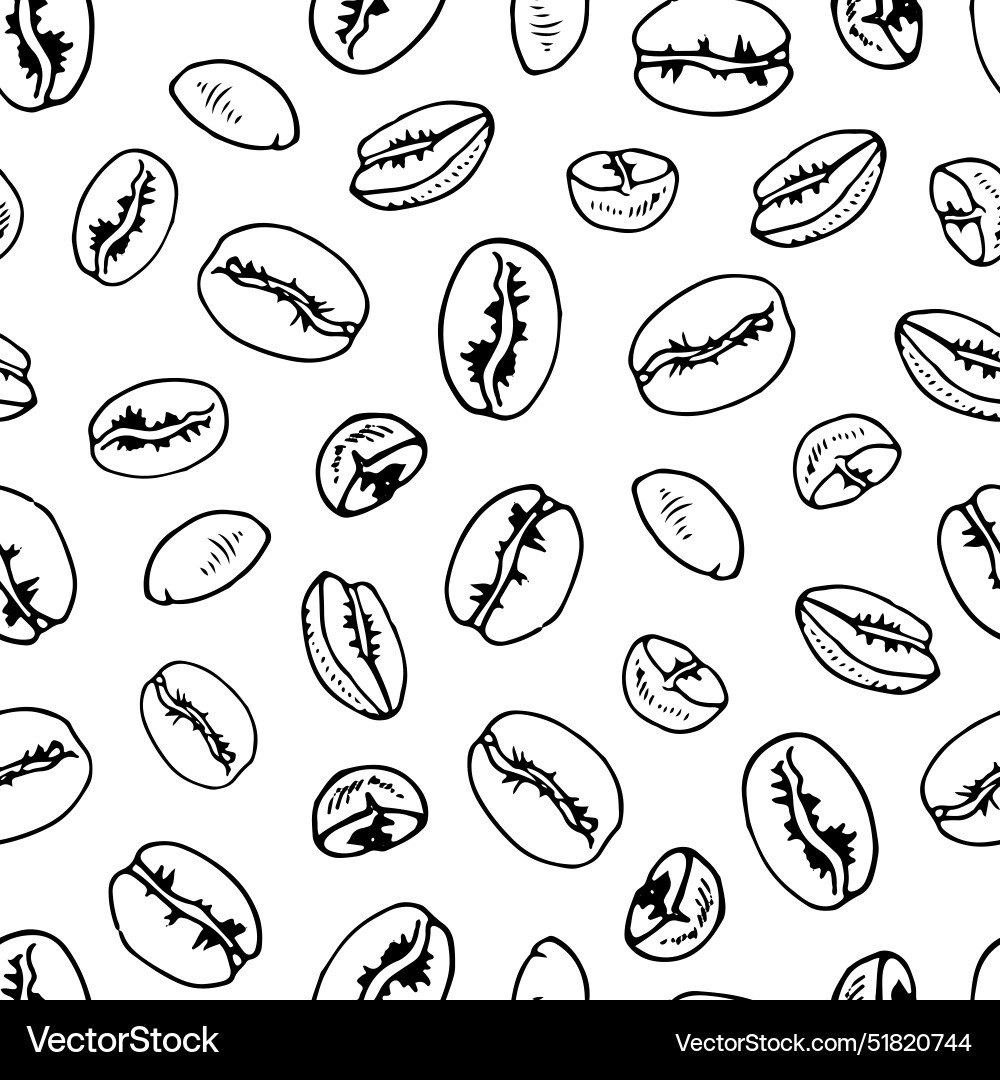Coffee Bean Pattern - Hand Drawn Royalty Free Vector Image