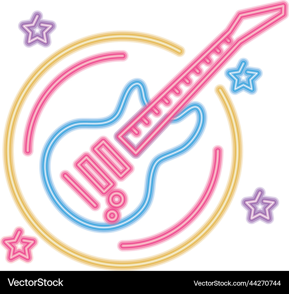 Electric guitar instrument neon Royalty Free Vector Image