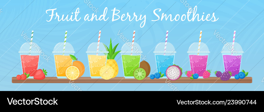 Fruit smoothie shake cocktail set menu template Vector Image