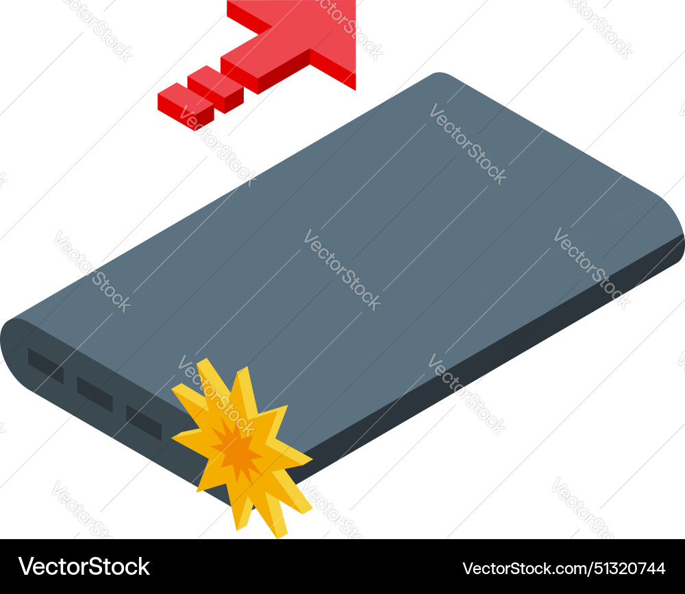 Isometric smartphone battery explosion concept Vector Image