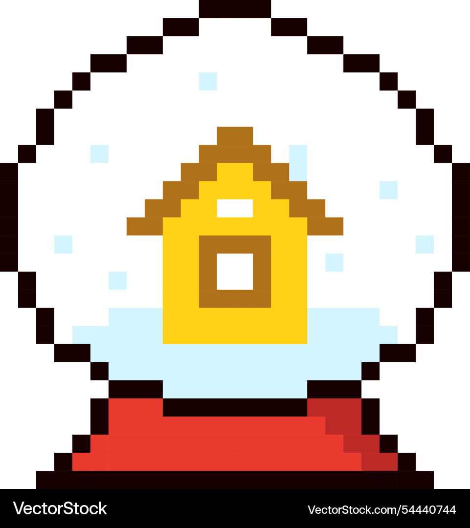 Pixel art snow globe Royalty Free Vector Image