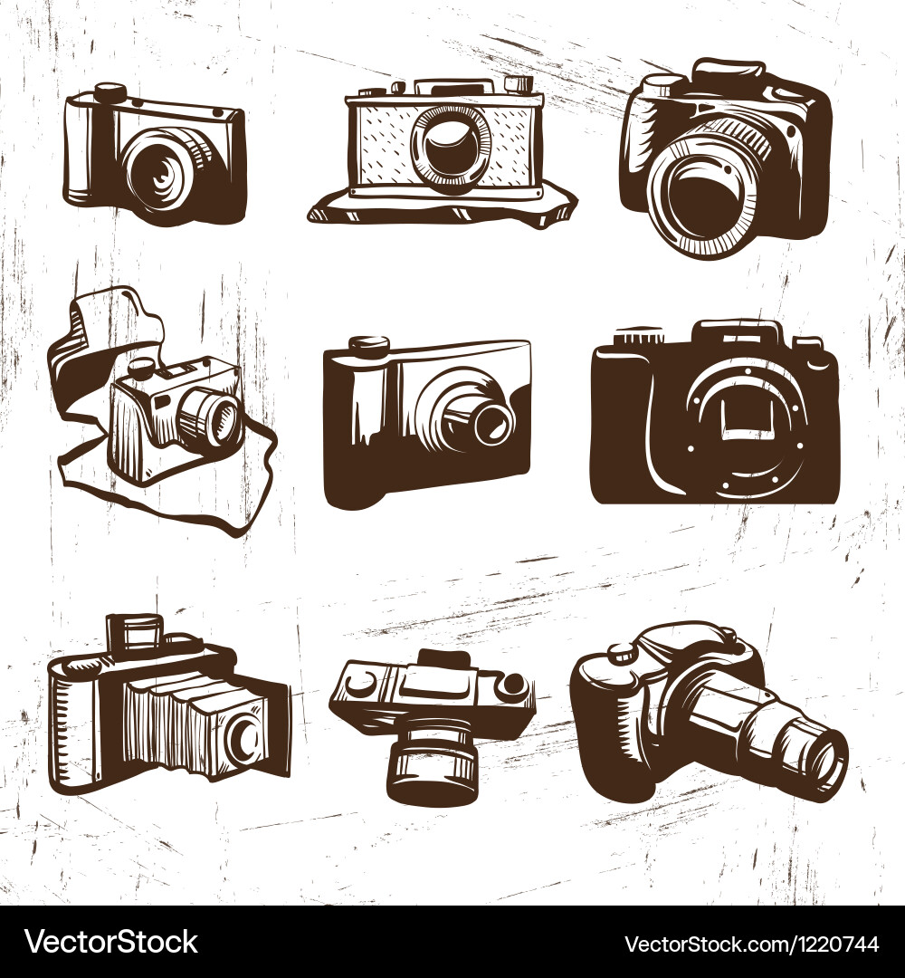 Set of photo cameras Royalty Free Vector Image
