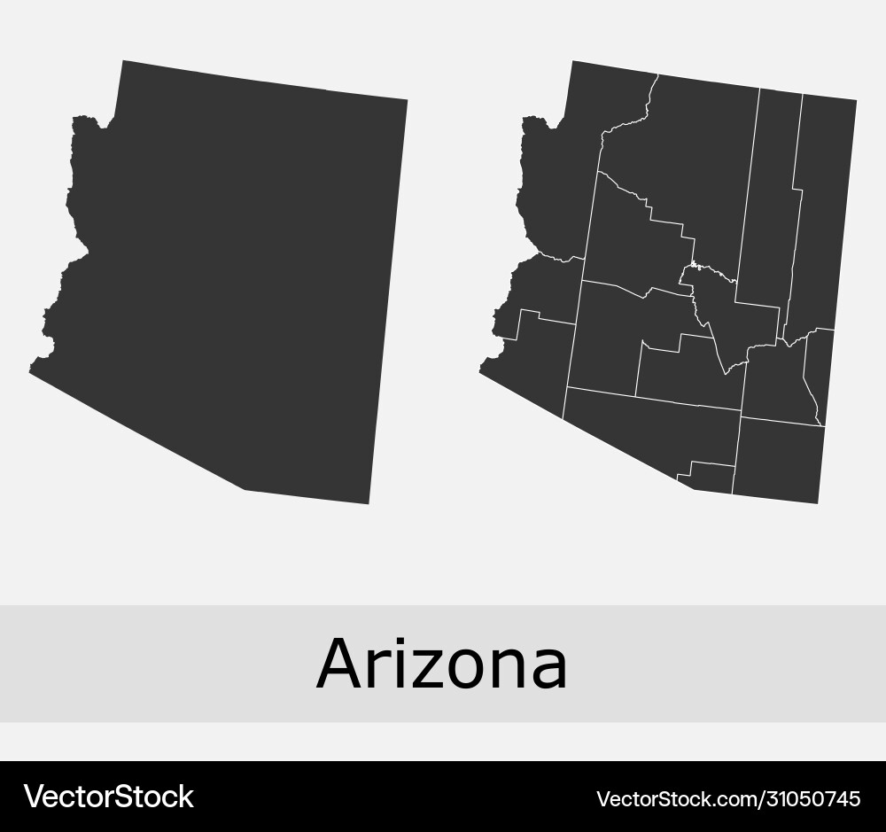 Arizona map counties outline Royalty Free Vector Image