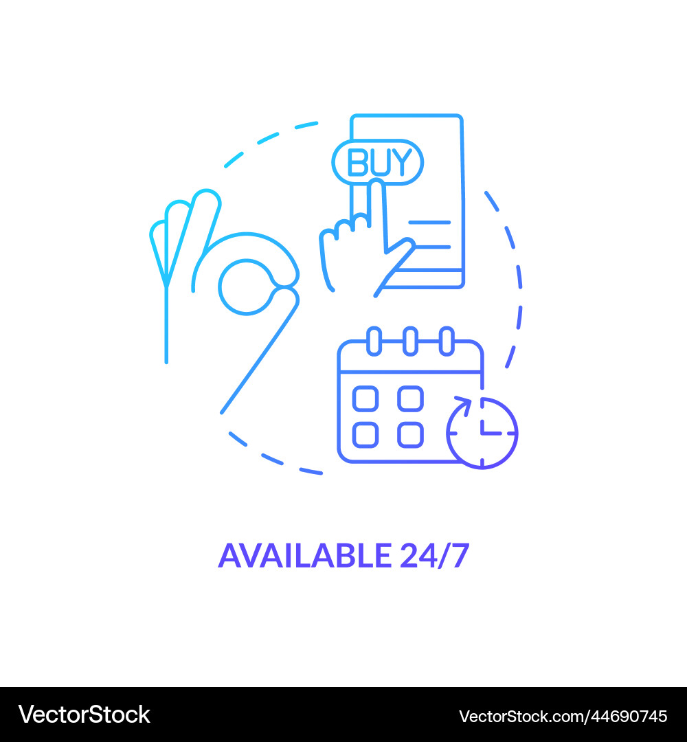 Available hourly blue gradient concept icon Vector Image