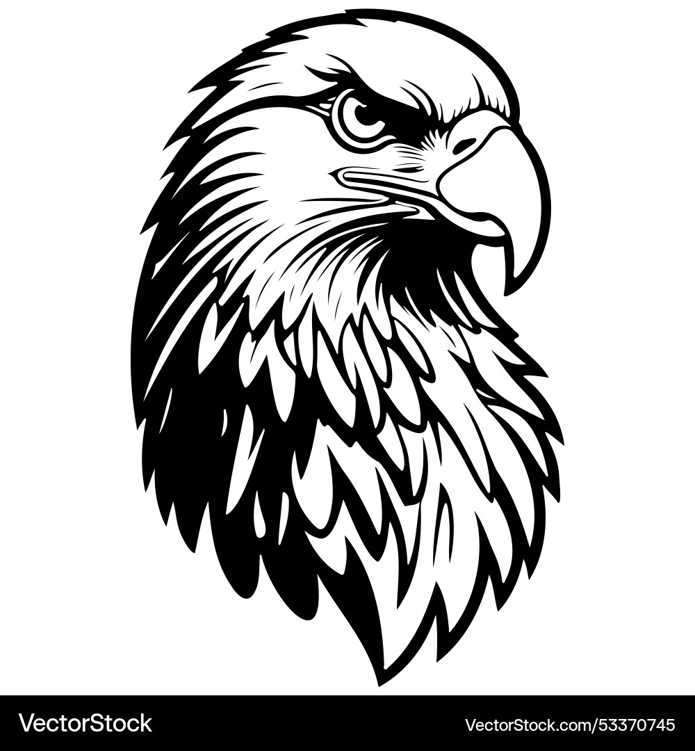 Eagle logo drawing line head art black Royalty Free Vector