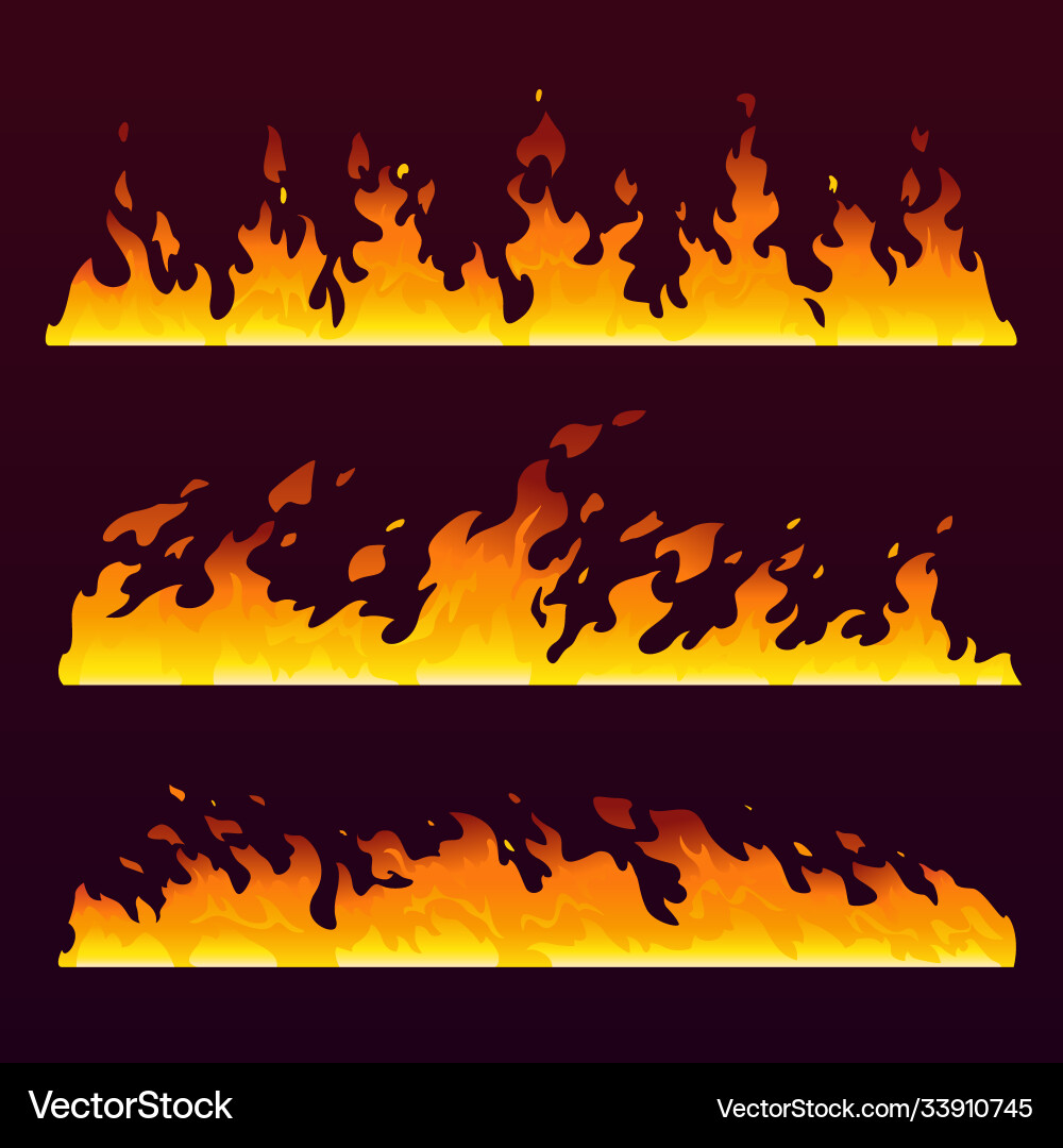 Fire flames wall burning trail fireball pattern Vector Image