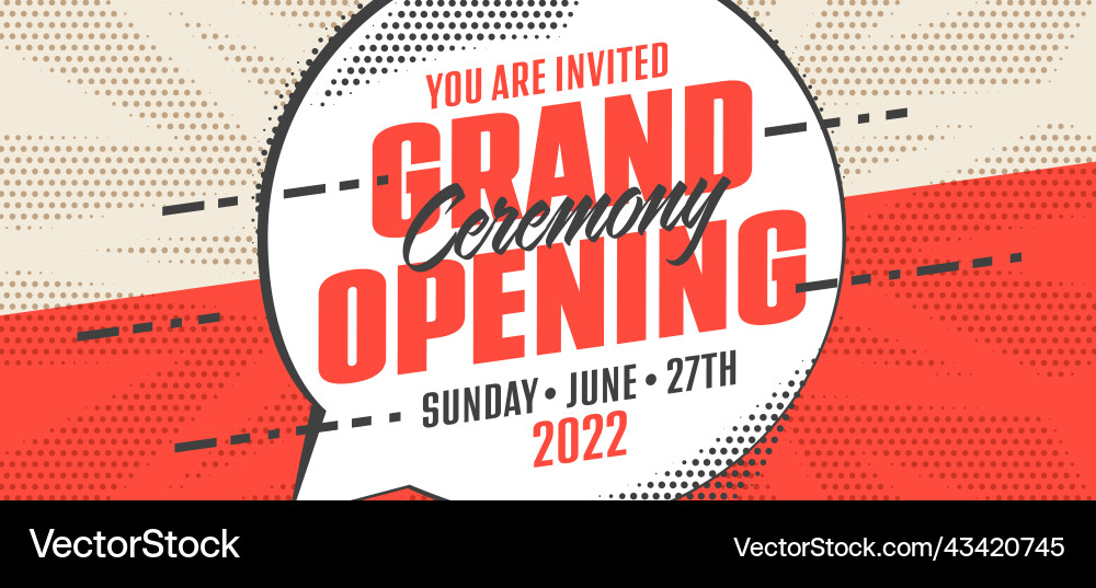 Grand opening banner design template Royalty Free Vector