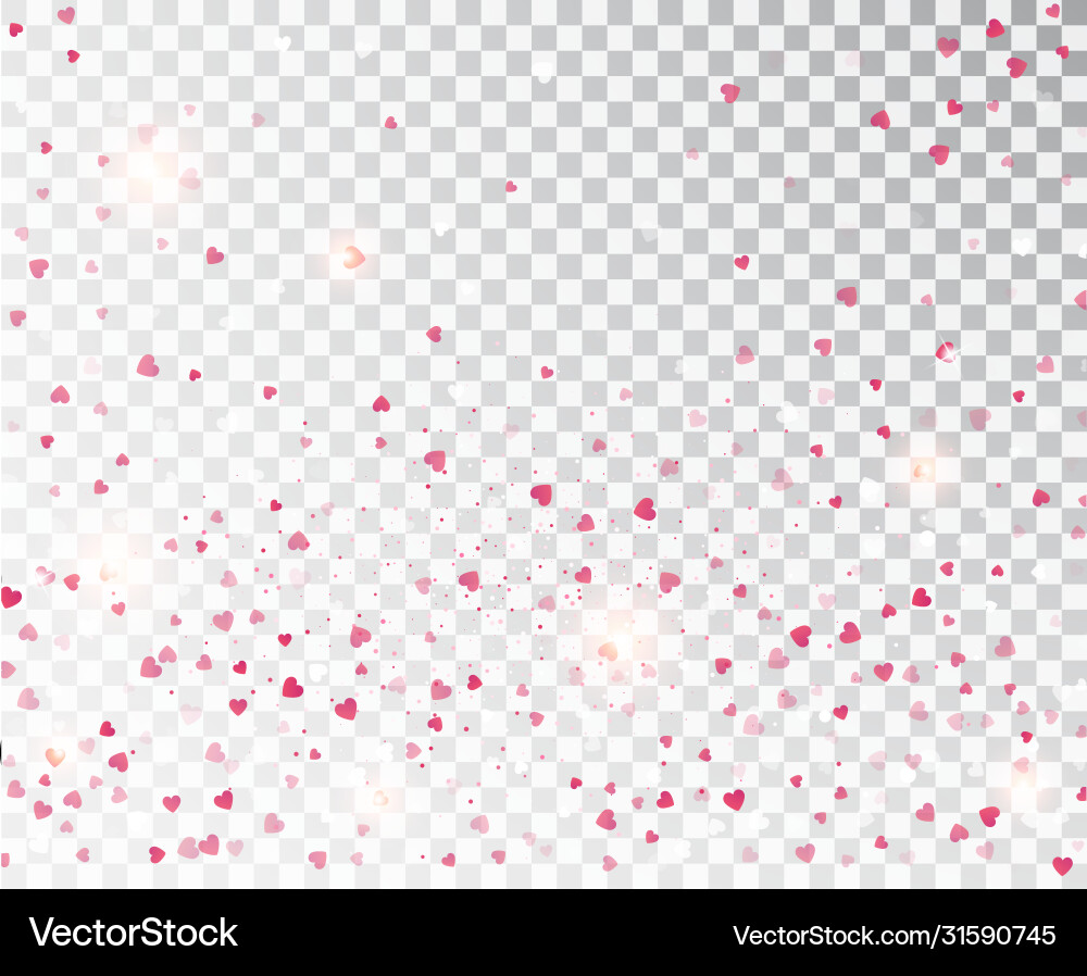 Heart confetti falling on transparent background Vector Image