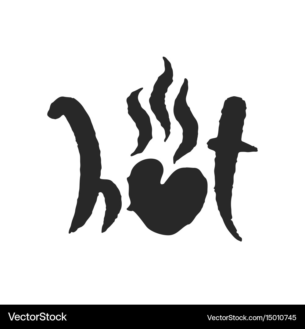 Hot heart calligraphy lettering Royalty Free Vector Image