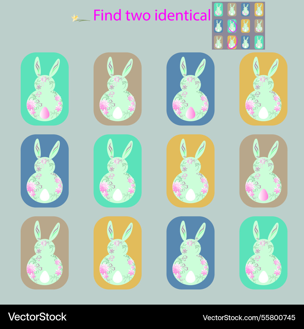 In the funny rabbits on grass puzzle Royalty Free Vector
