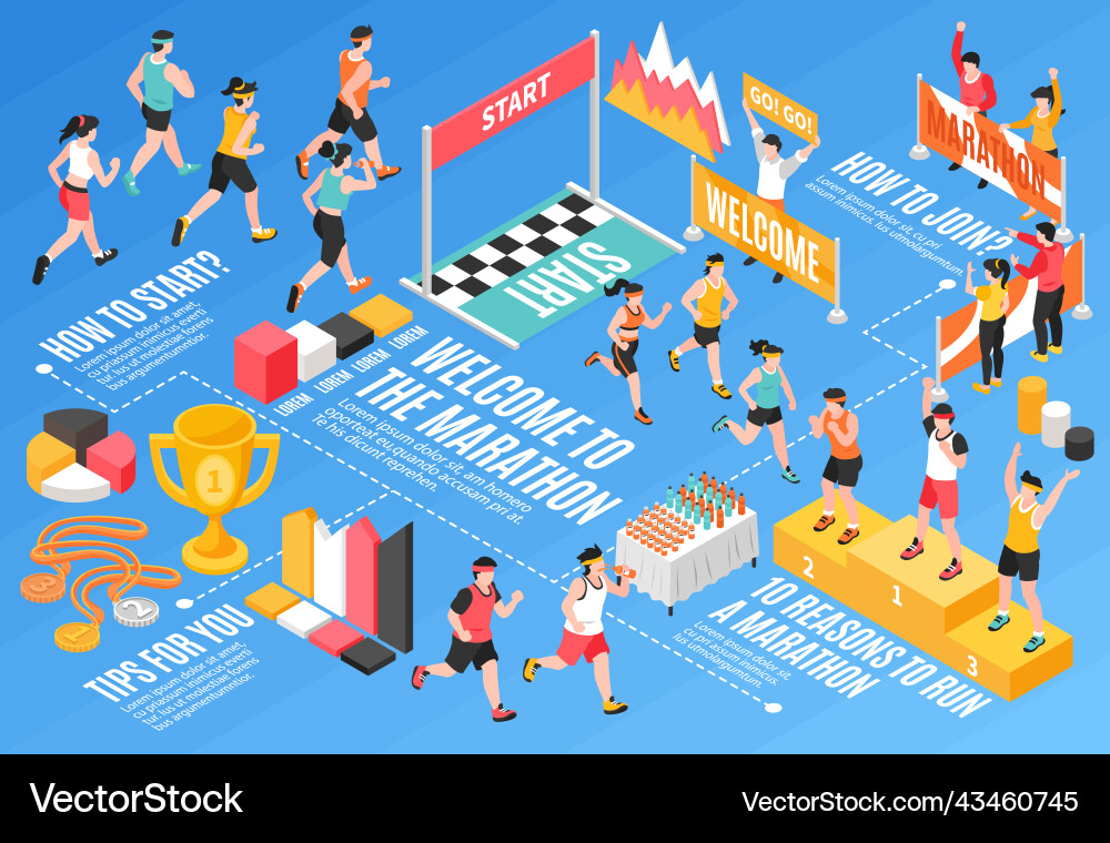 Isometric Marathon Runner Awards Royalty Free Vector Image