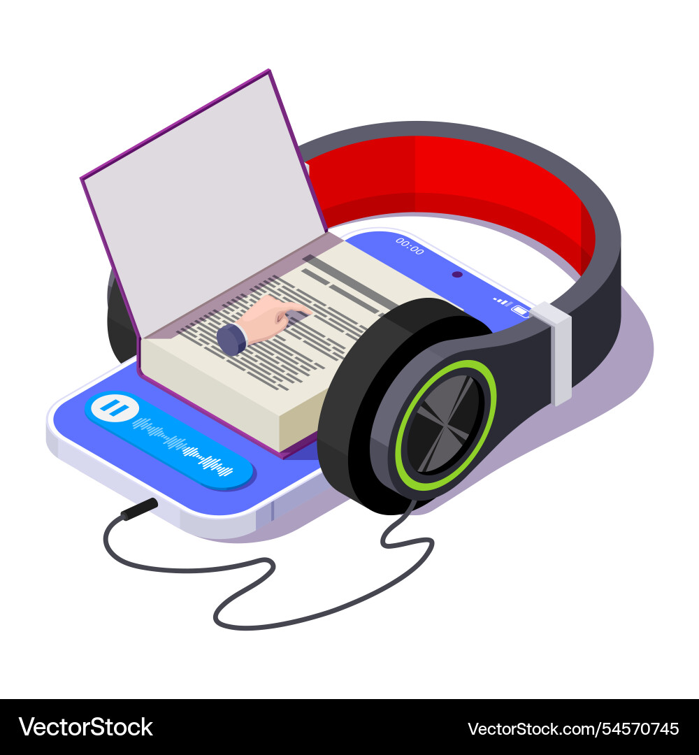 Isometric of an audiobook Royalty Free Vector Image