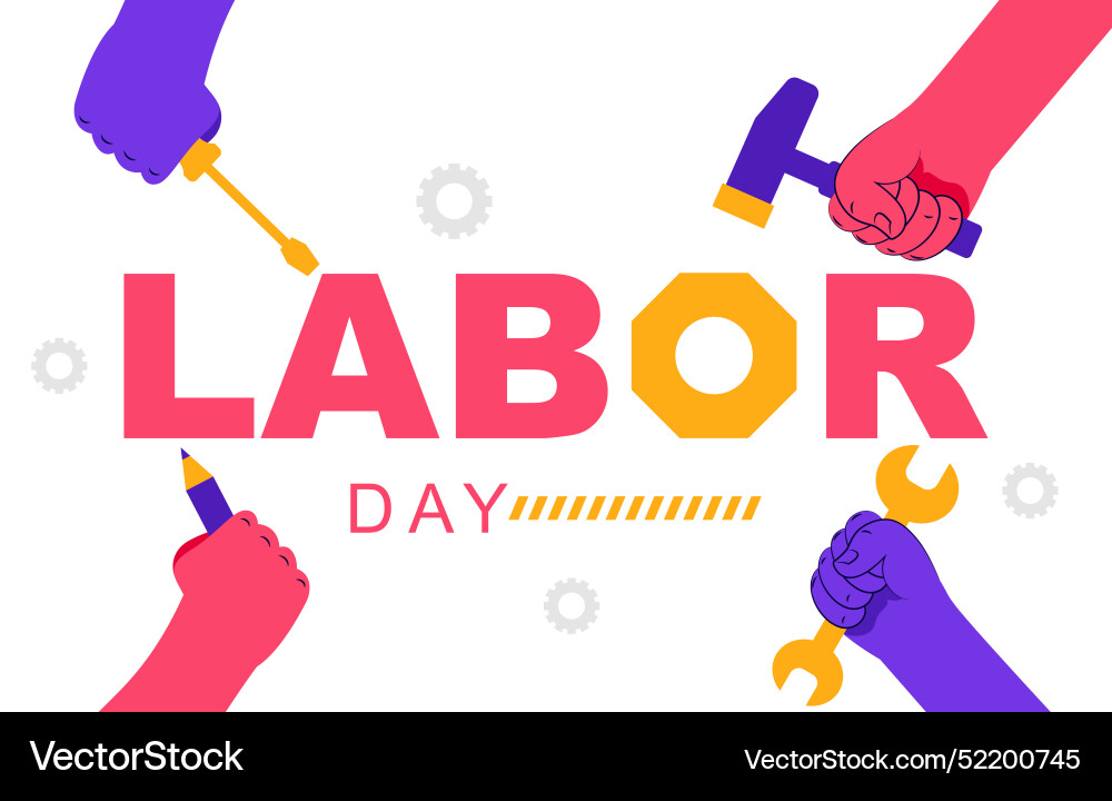 Labor day with flat style Royalty Free Vector Image