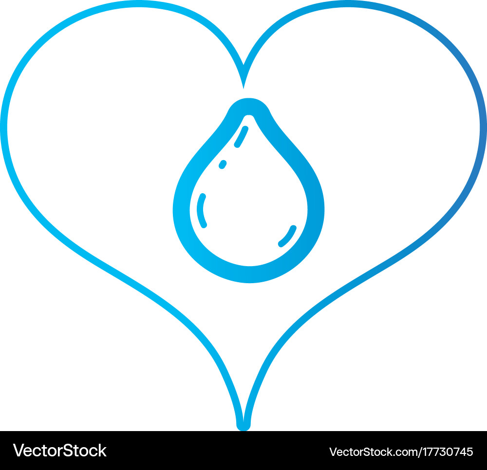 Line heart with water drop inside and love symbol Vector Image
