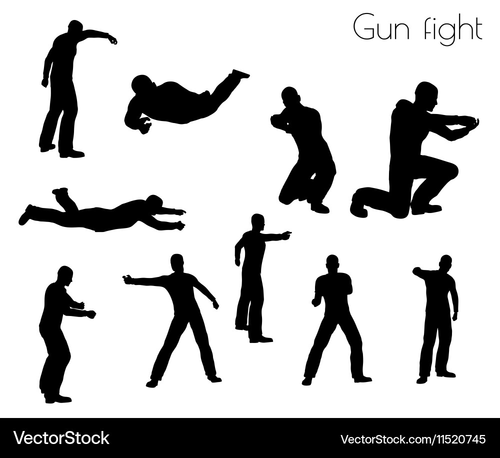 Man in gunfight action pose Royalty Free Vector Image