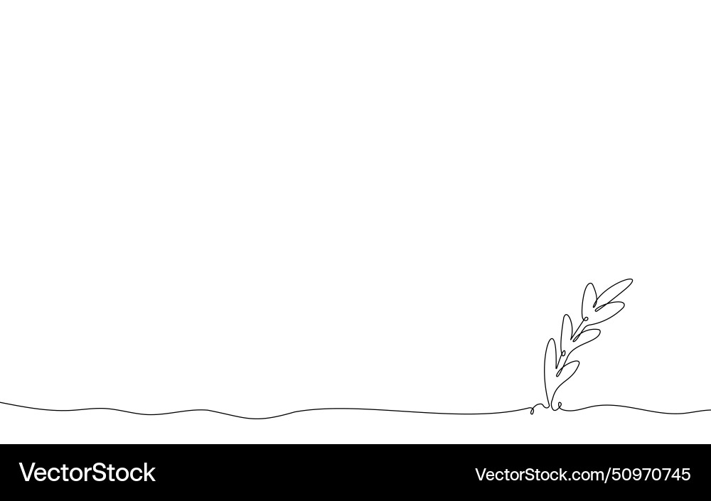 One line drawing typography branch with leaves Vector Image