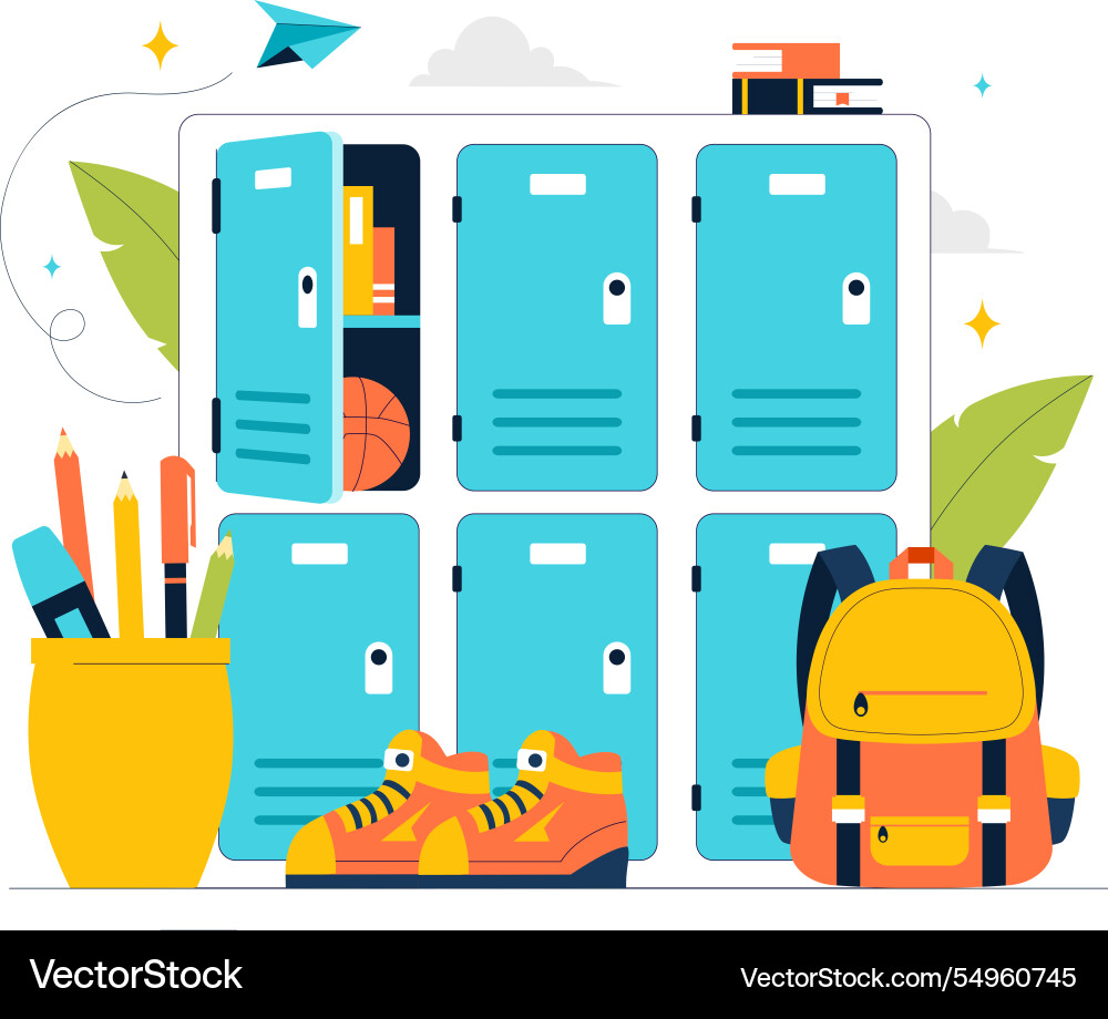 Organized School Locker Room Royalty Free Vector Image