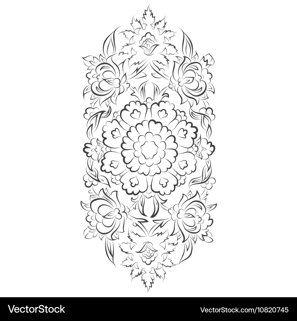 Turkish style digital floral drawing Royalty Free Vector