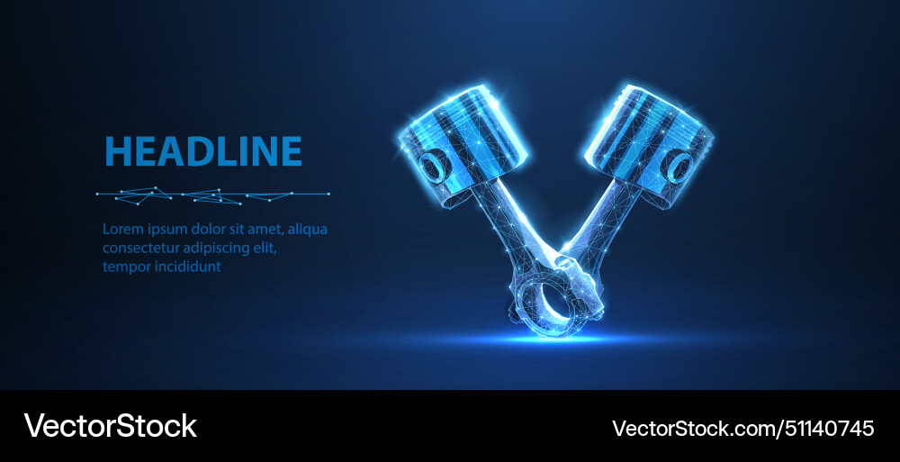 Two piston on blue engine piston cylinder Vector Image