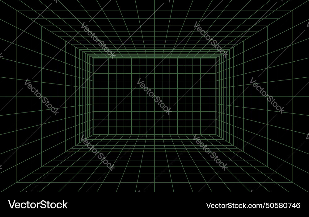 3d perspective grid background wireframe room Vector Image