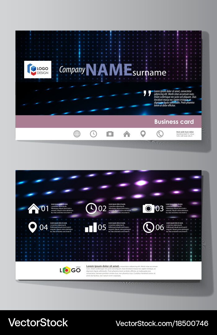 Abstract Neon Business Card Layouts Royalty Free Vector