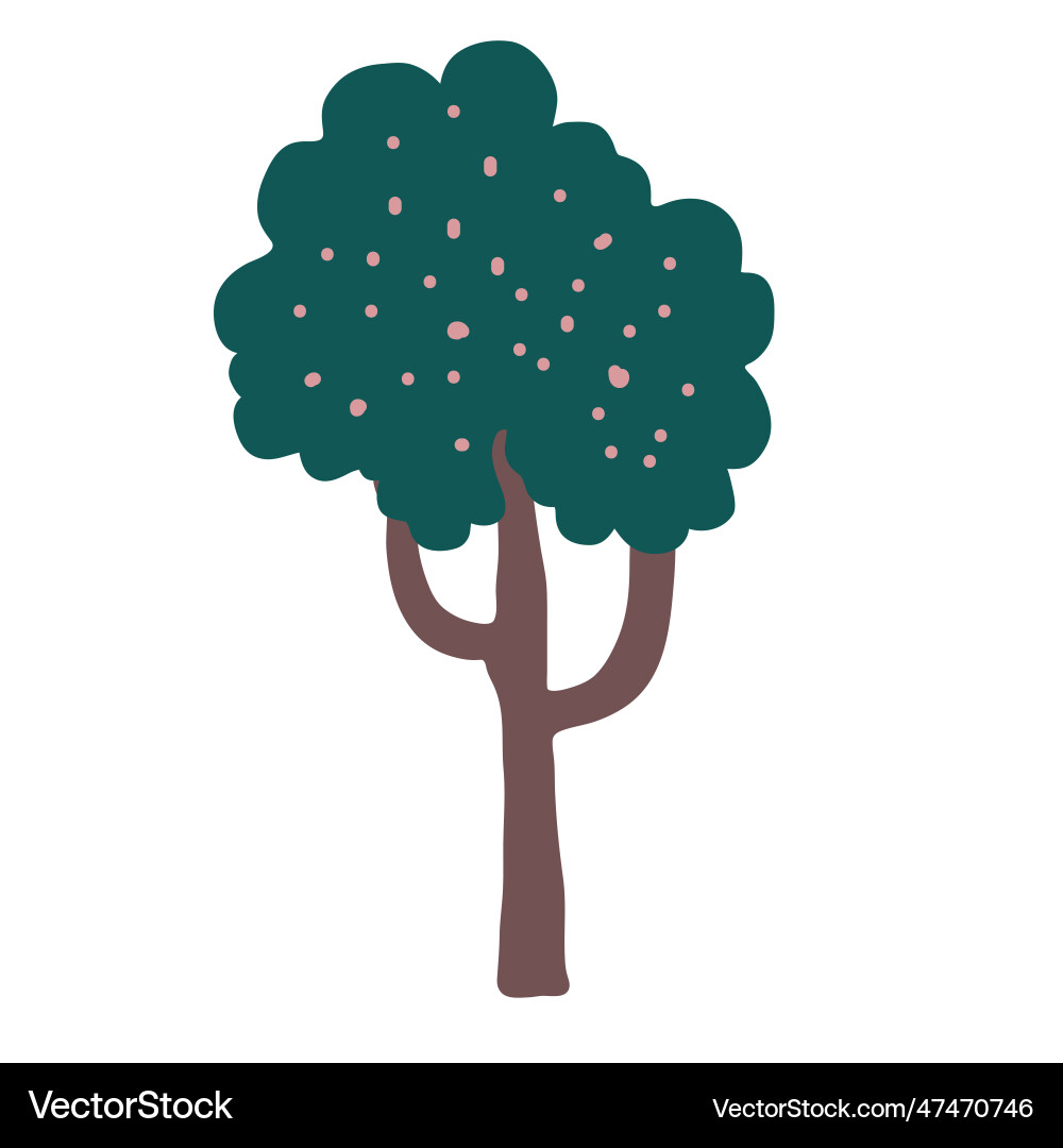 Apple tree icon in doodle cartoon style isolated Vector Image
