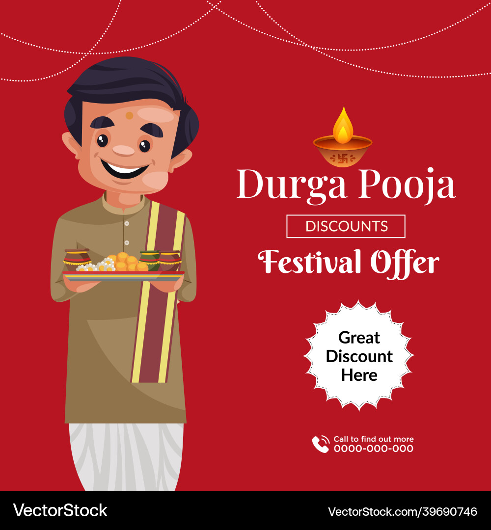 Banner design of durga pooja Royalty Free Vector Image