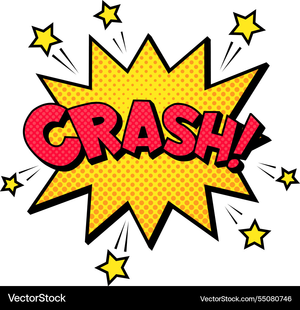 Comic book explosion with the word crash exploding