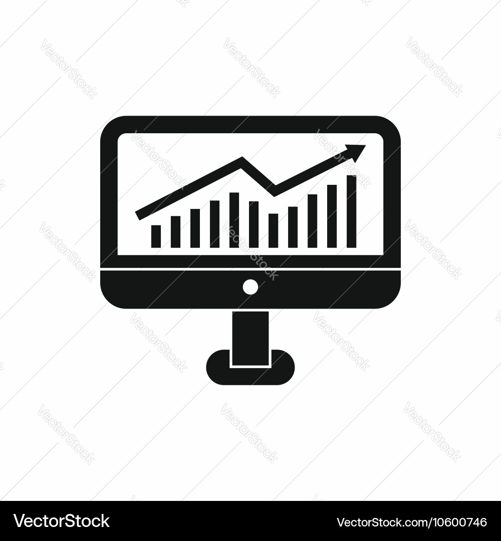 Growth graph on the computer monitor icon Vector Image