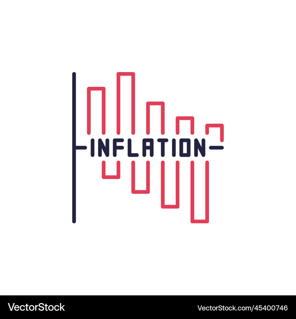 Inflation falling chart concept colored minimal Vector Image