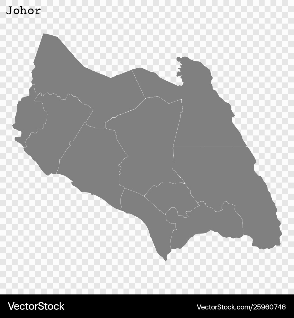 Map of Johor, Malaysia Royalty Free Vector Image