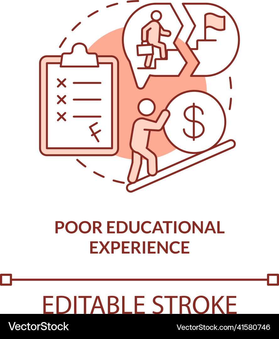Poor educational experience red concept icon Vector Image