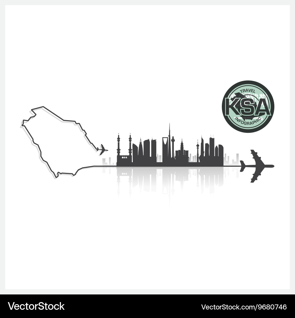 Saudi arabia skyline buildings silhouette Vector Image