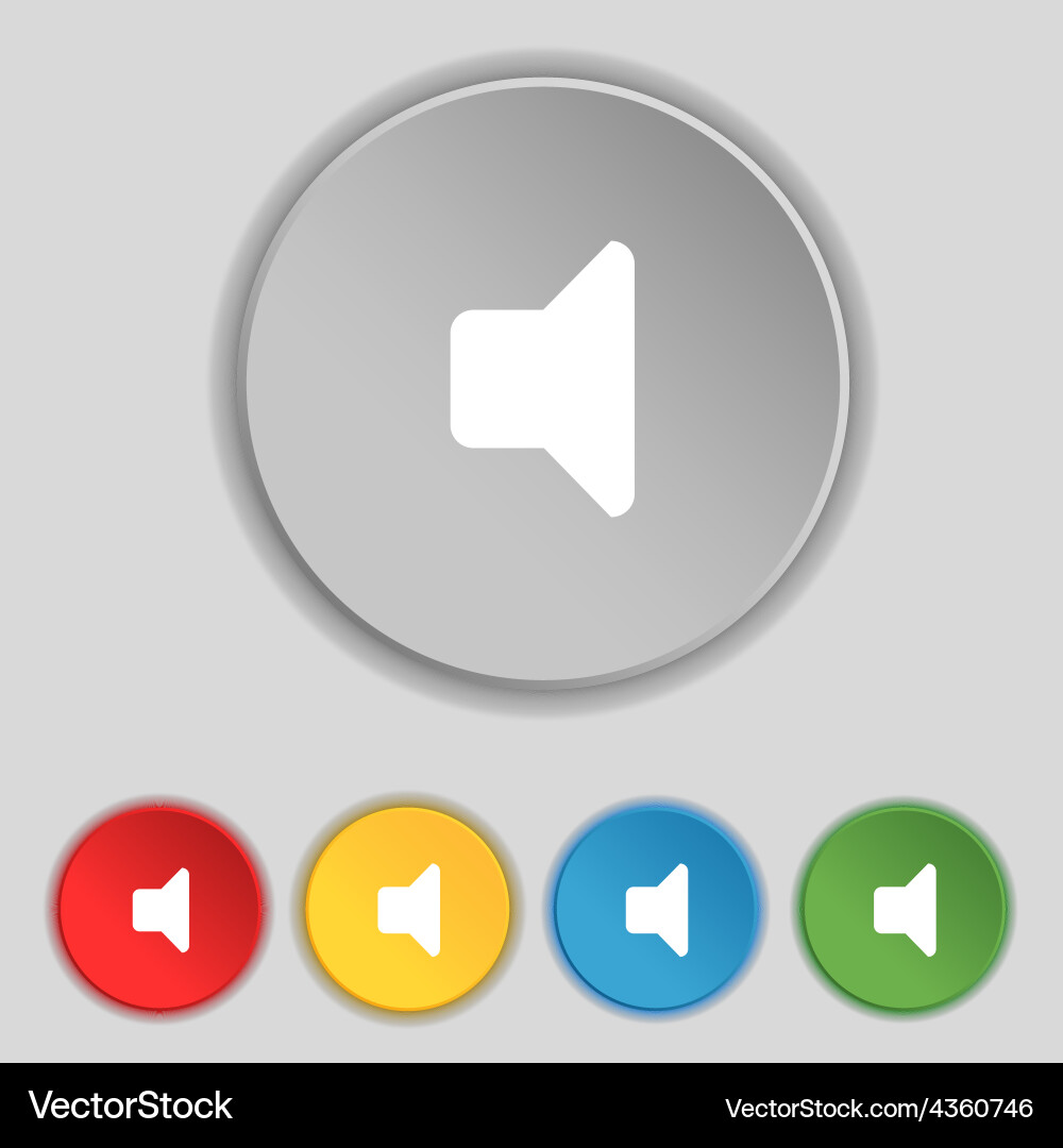 Speaker volume sound icon sign symbol on five flat
