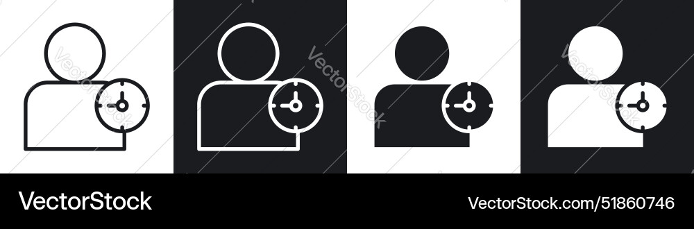 User time liner and solid icon set in black color Vector Image