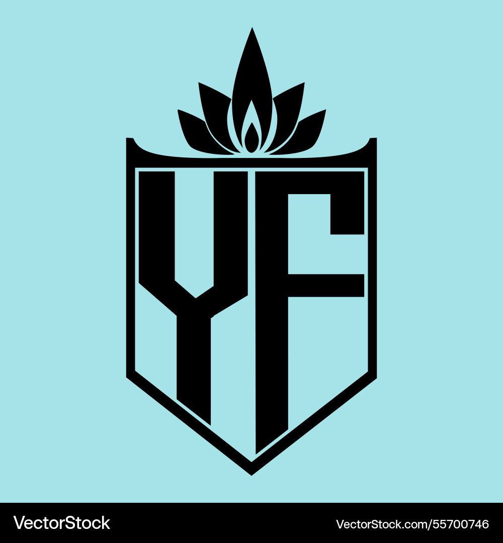 Yf logo with elegant crown symbol and shield Vector Image