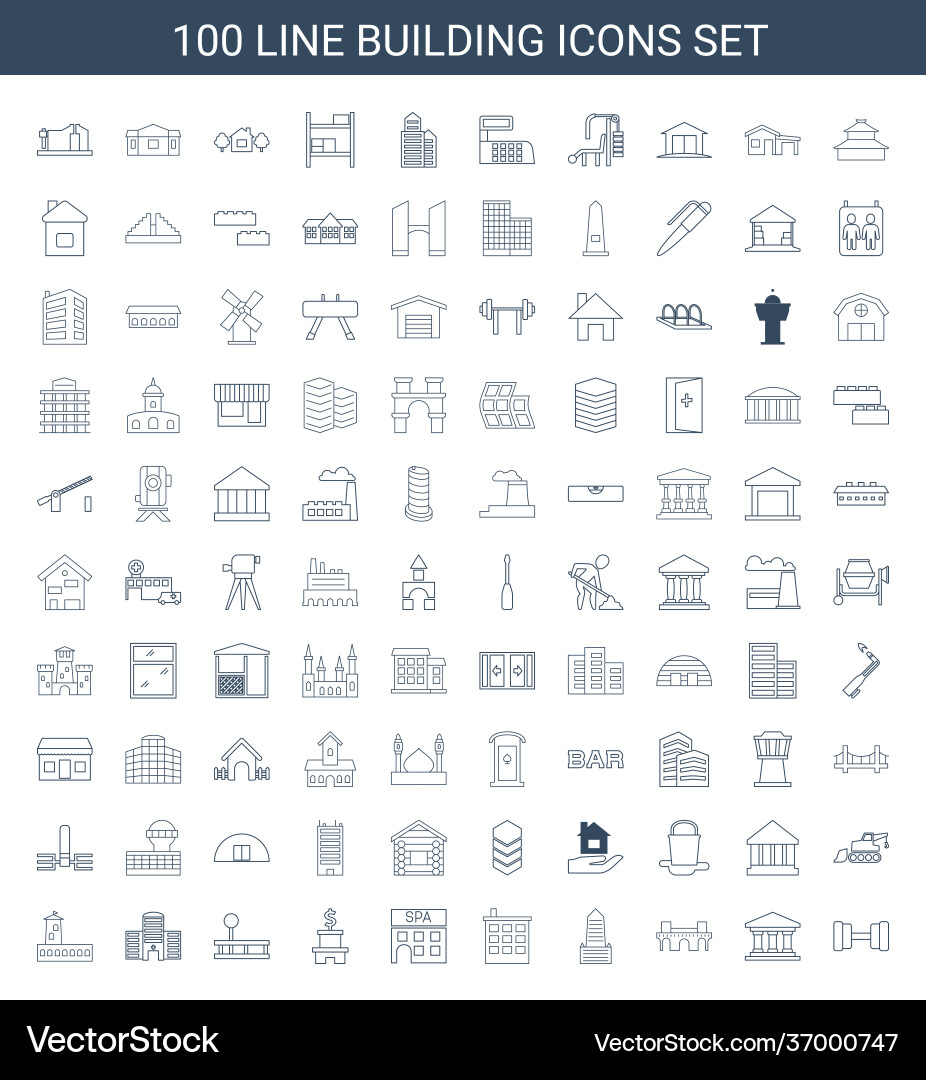 100 building icons Royalty Free Vector Image - VectorStock