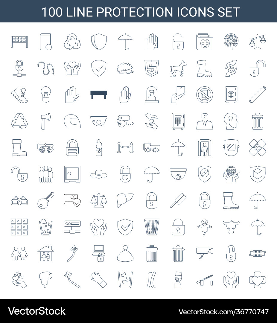 100 protection icons Royalty Free Vector Image