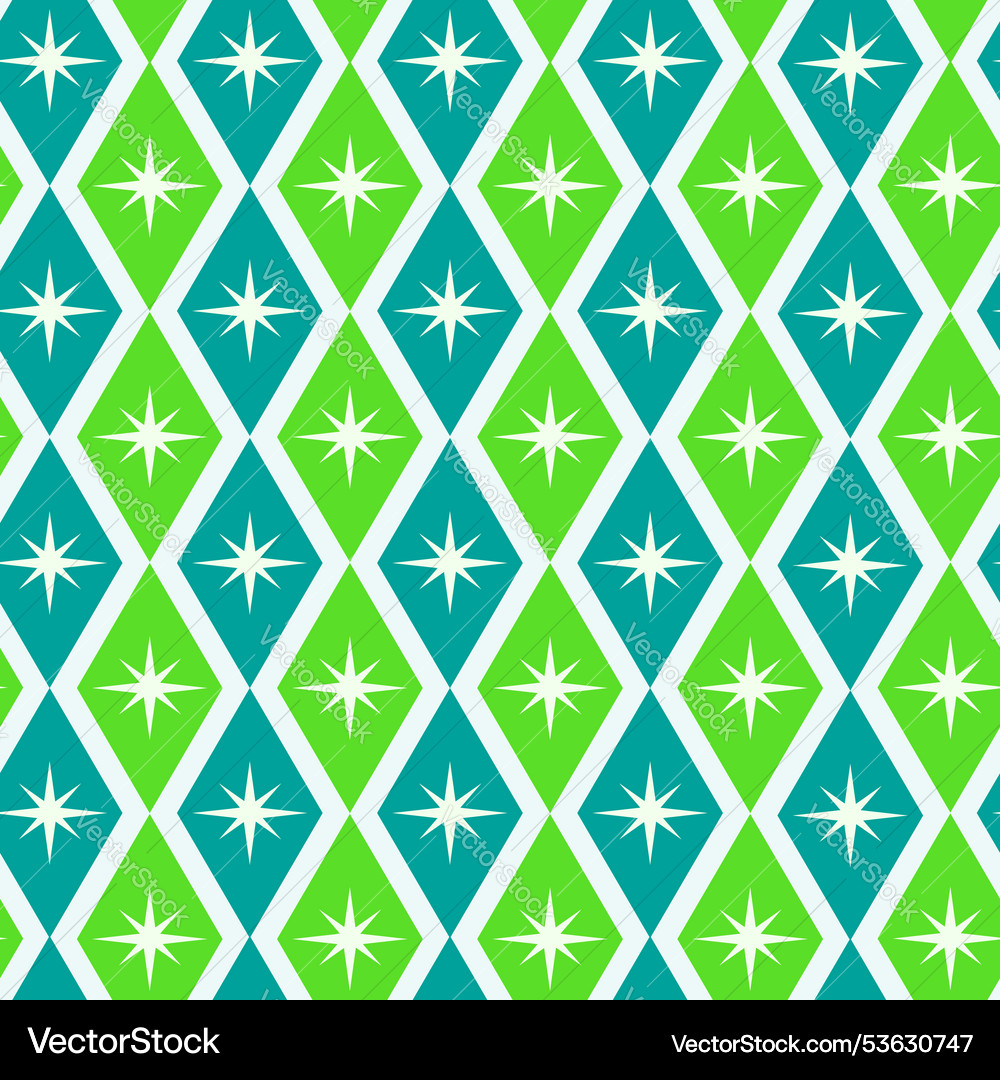 Atomic starbursts on diamonds seamless pattern Vector Image