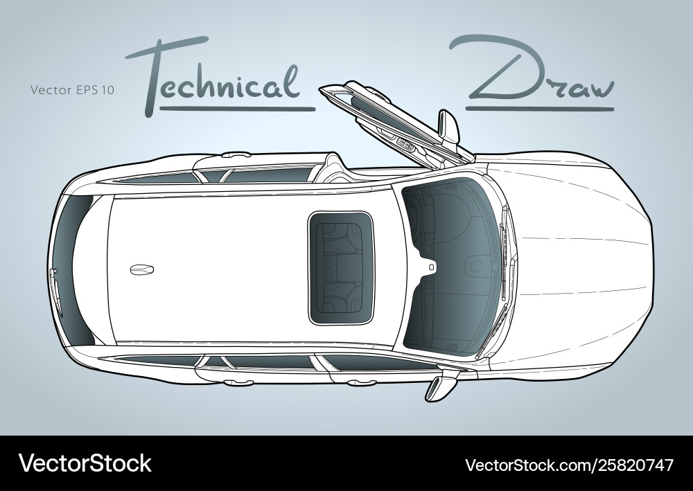 Car from top view flat design auto Royalty Free Vector Image
