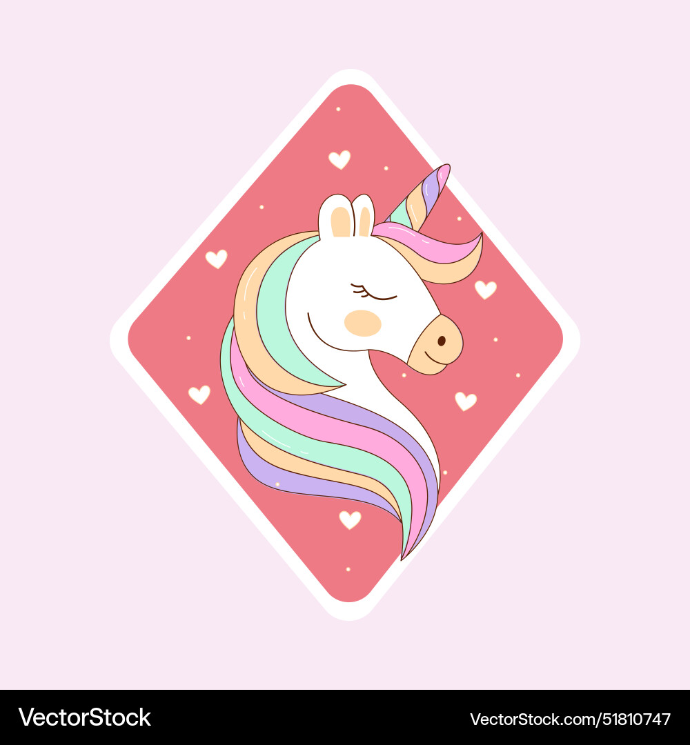 Cartoon good work sticker unicorn Royalty Free Vector Image