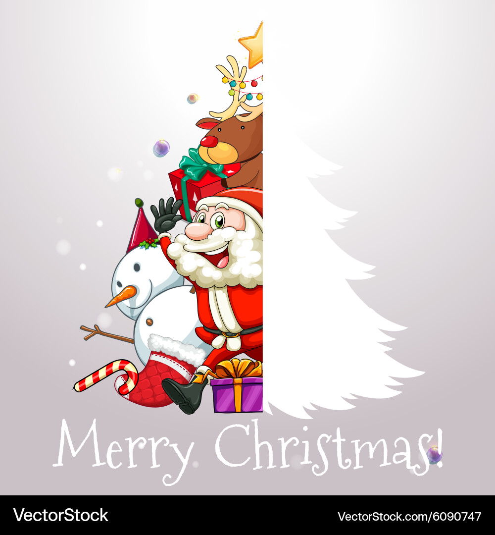 Christmas card with santa and tree Royalty Free Vector Image
