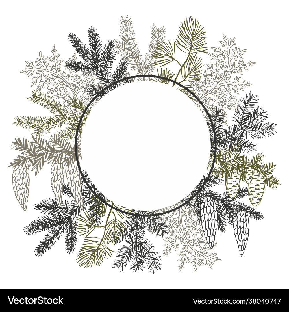 Christmas plants frame Royalty Free Vector Image